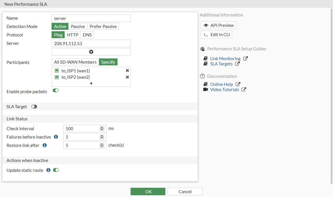 Link monitoring and failover | FortiGate / FortiOS 7.2.11 | Fortinet Document Library